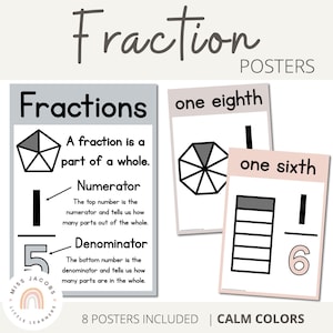 CALM COLORS Math Posters Bundle Modern Rainbow Classroom Decor - Etsy