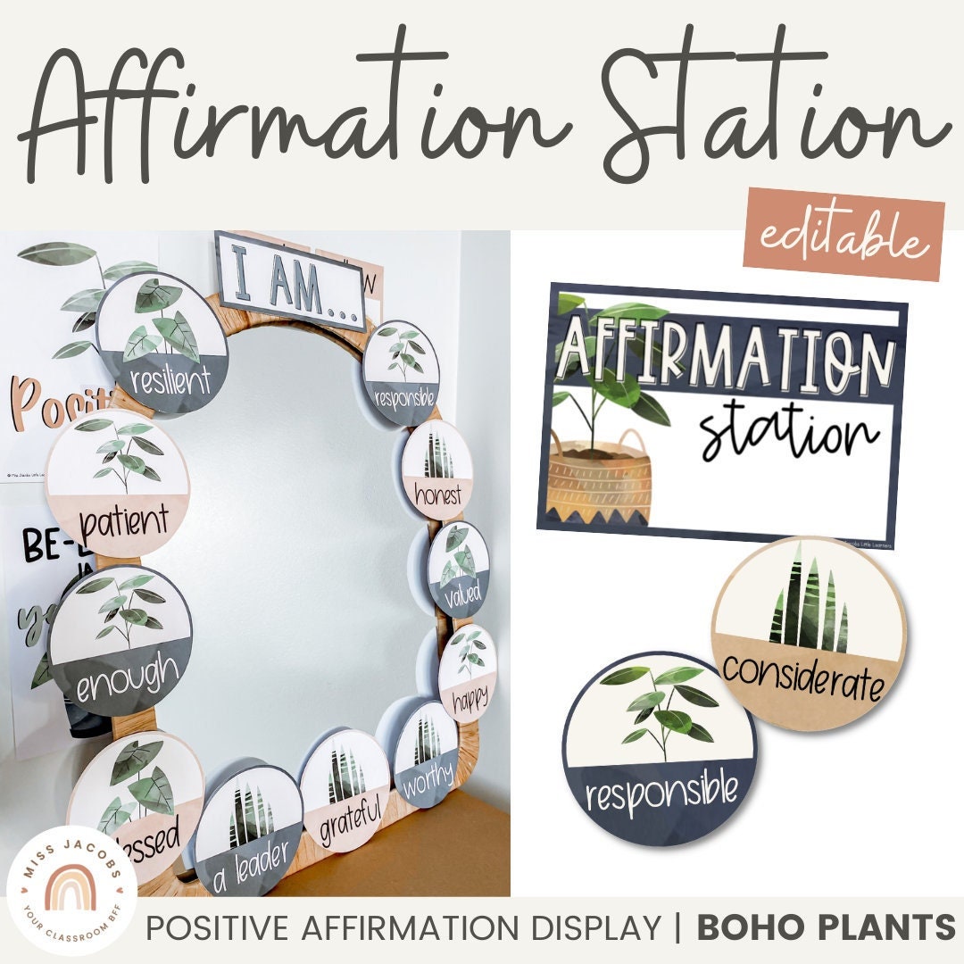 Affirmation Station Labels | BOHO PLANTS | Positive Affirmations for ...
