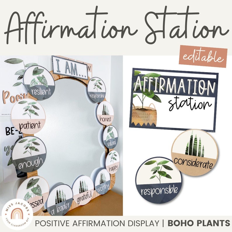 Affirmation Station Labels BOHO PLANTS Positive - Etsy