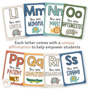 Affirmation Alphabet Posters, Cute Jungle Animals Kids Classroom ABC ...