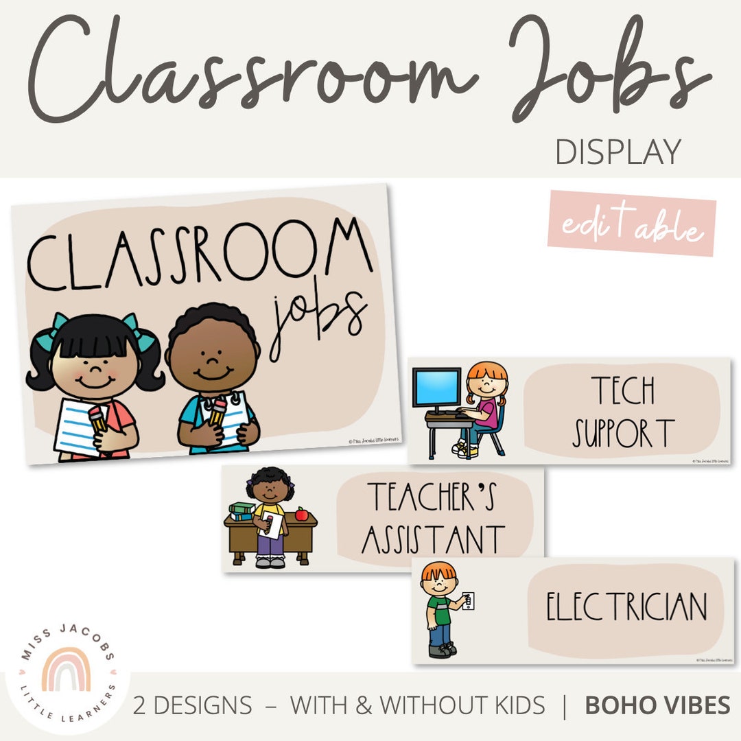 BOHO VIBES Classroom Jobs | Editable | Desert Neutral Classroom Decor ...