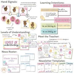 Daisy Gingham Pastels Classroom Decor Bundle Muted Rainbow Theme ...