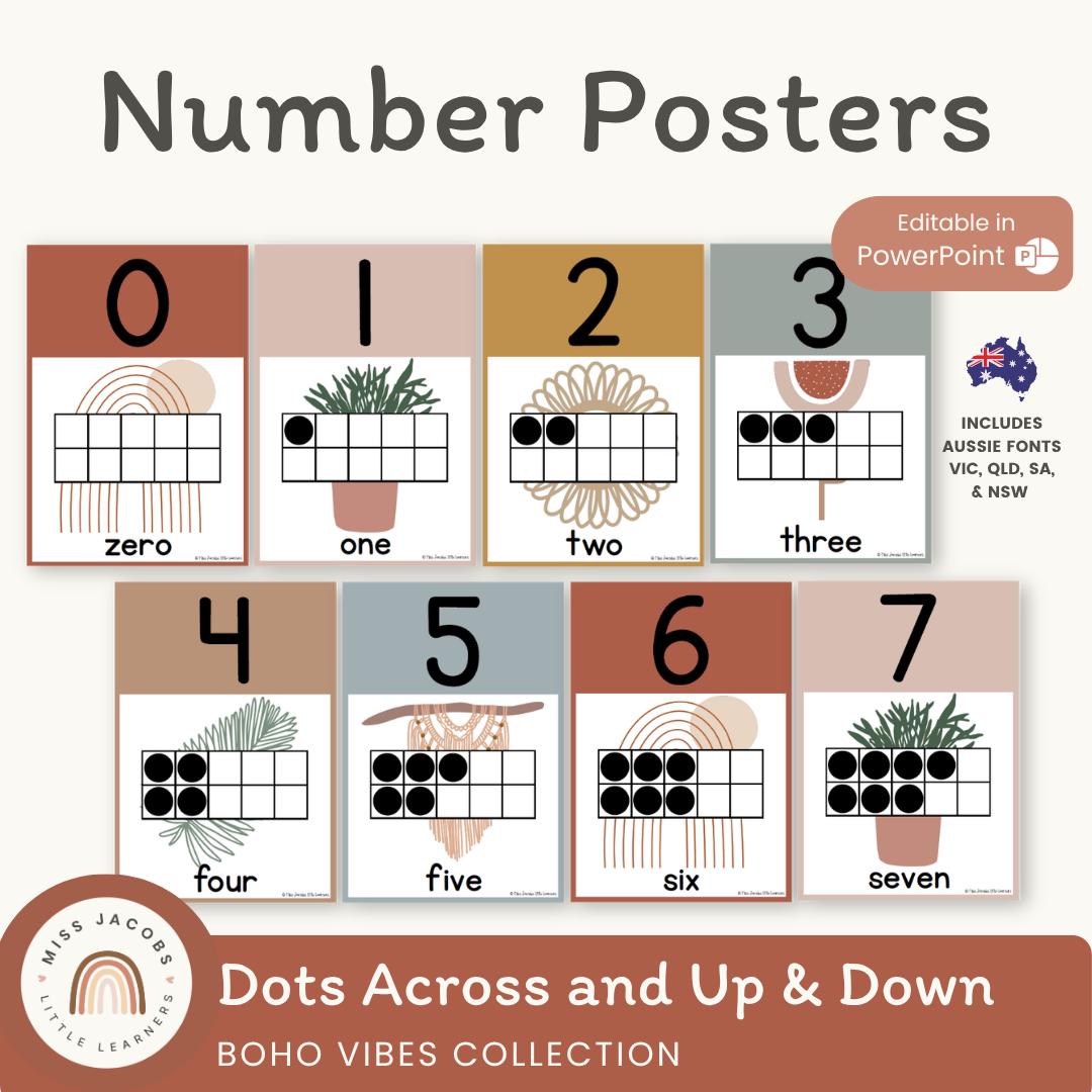 BOHO VIBES Number Posters | Ten Frames | Desert Neutral Classroom Decor ...