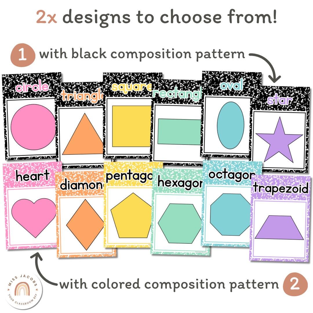 Shapes Posters, Cutesy Classroom Decor, Colorful Bright Educational ...