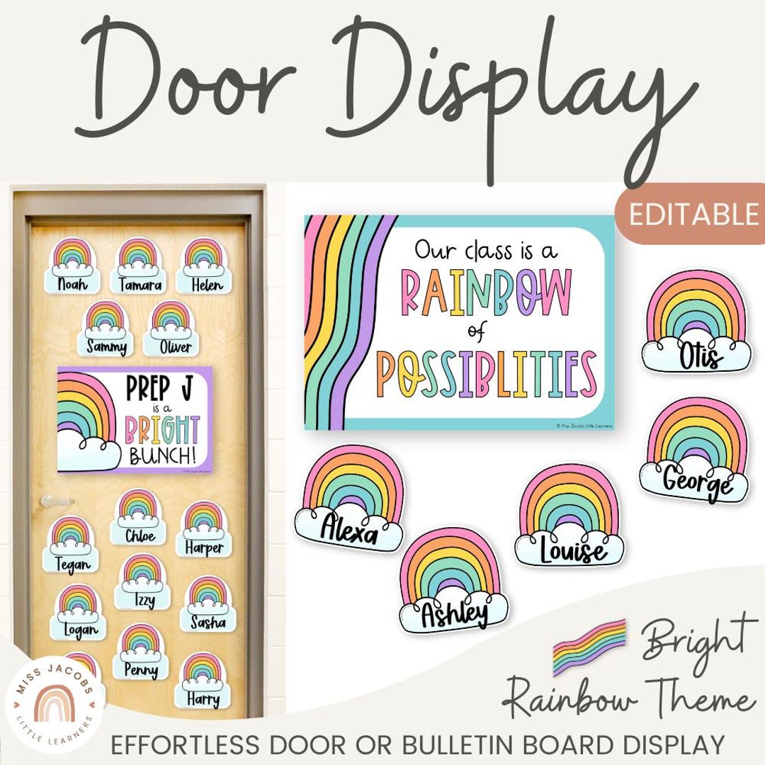 Rainbow Door Display, Editable Welcome Door Signs + Student Names ...