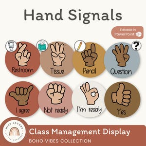 BOHO VIBES Hand Signals Posters | Editable | Desert Neutrals Classroom ...