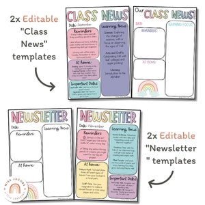 Classroom Newsletter Templates | Editable | Simple Pastels Classroom ...