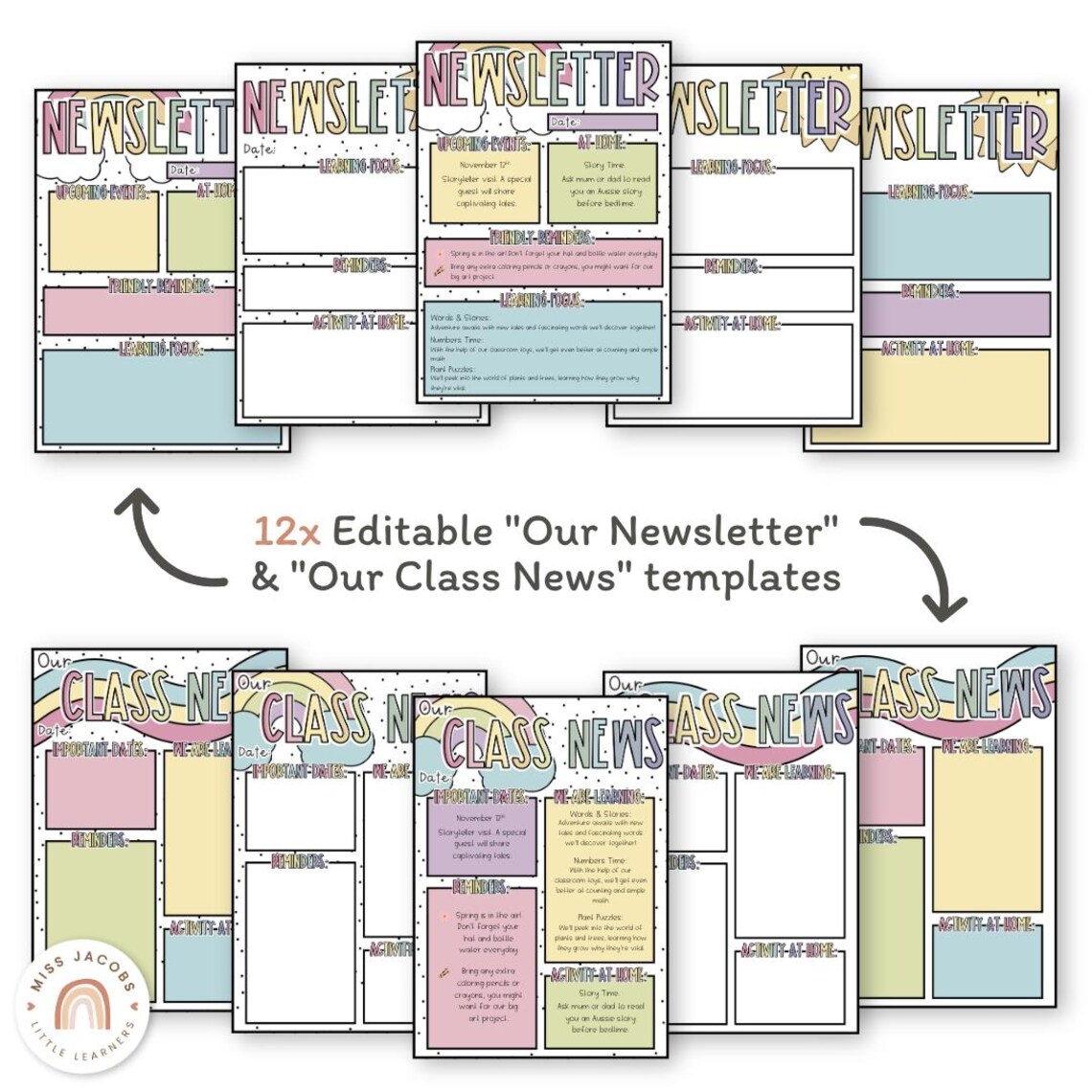 Classroom Newsletter Templates | Editable | Spotty Pastels Classroom ...