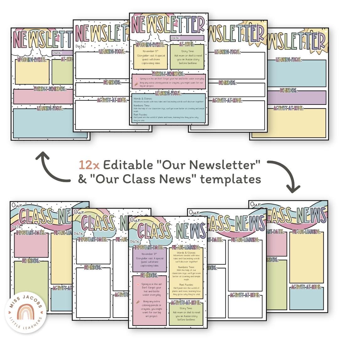 Classroom Newsletter Templates | Editable | Spotty Pastels Classroom ...