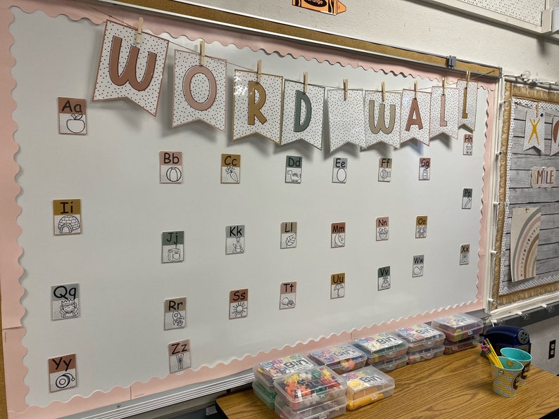 Bulletin Board Bunting SPOTTY BOHO Editable - Etsy