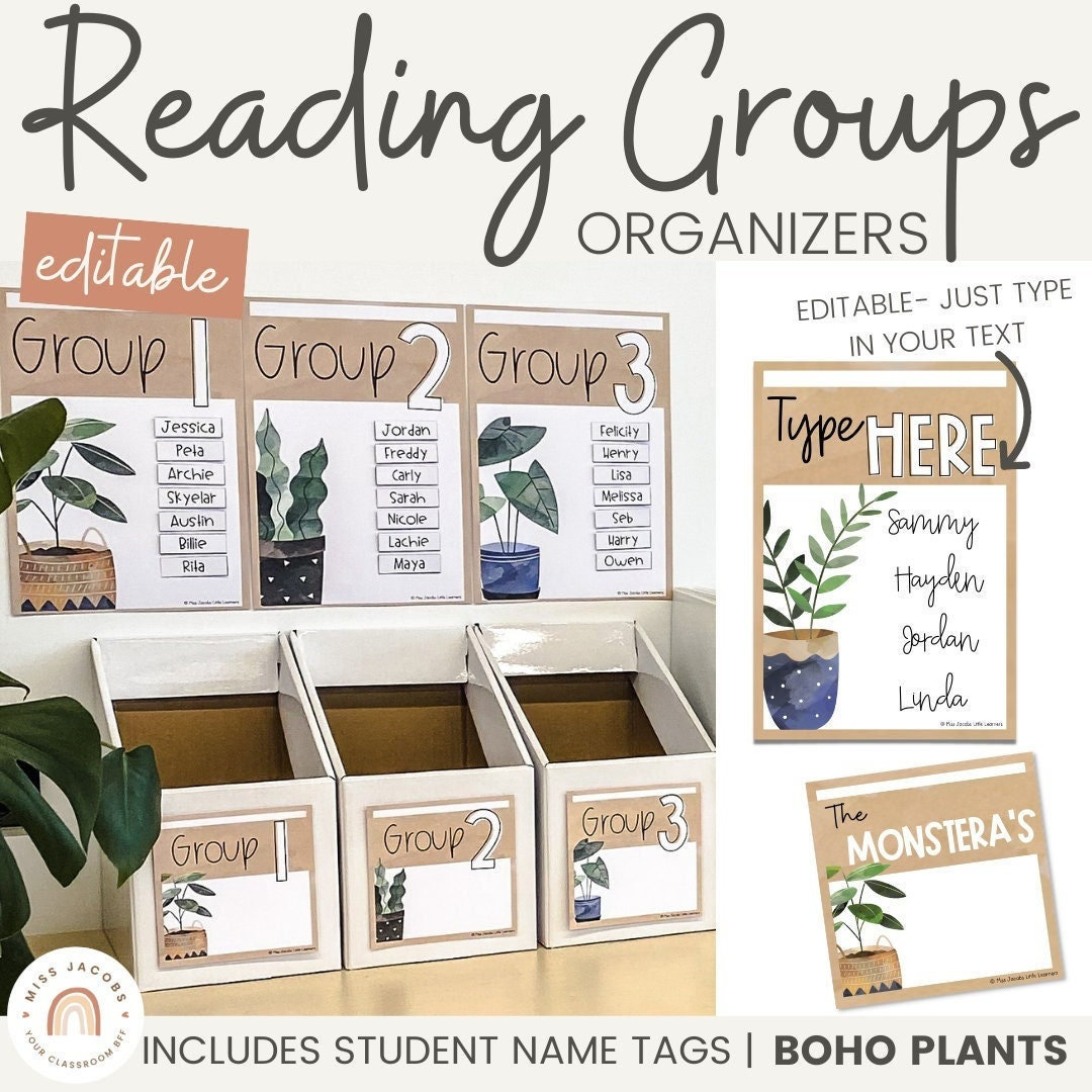 Reading Group Organizers & Labels Modern Boho Plants Rustic - Etsy