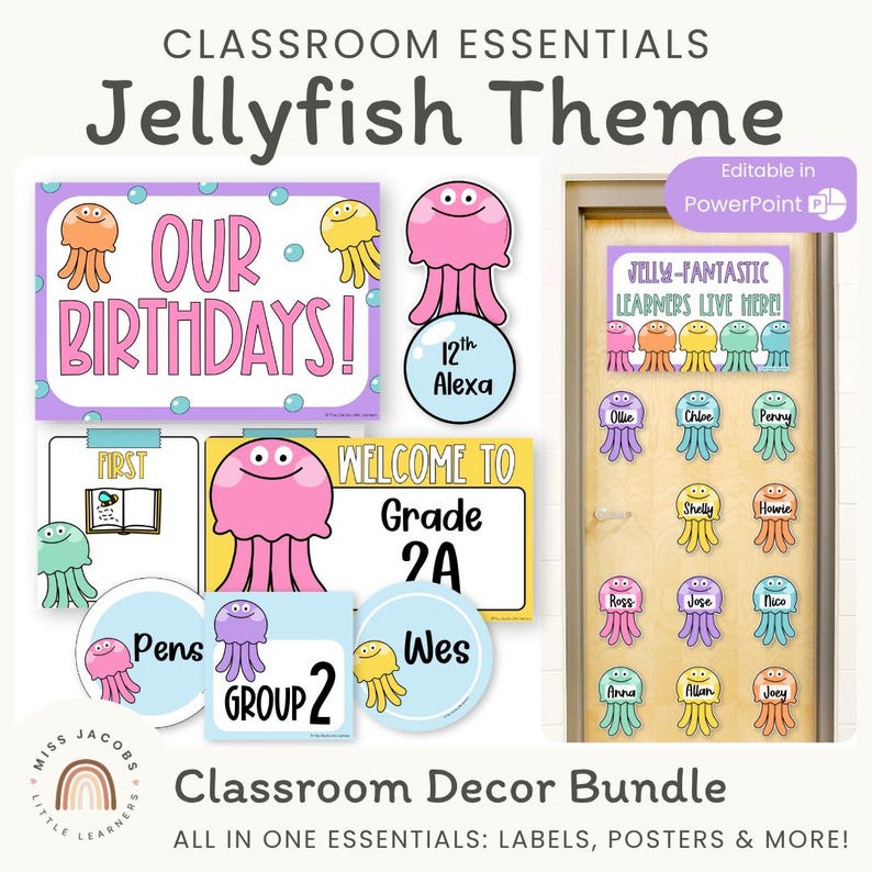 Ocean Jellyfish Classroom Decor Bundle, Calm Theme Pastel Teacher ...