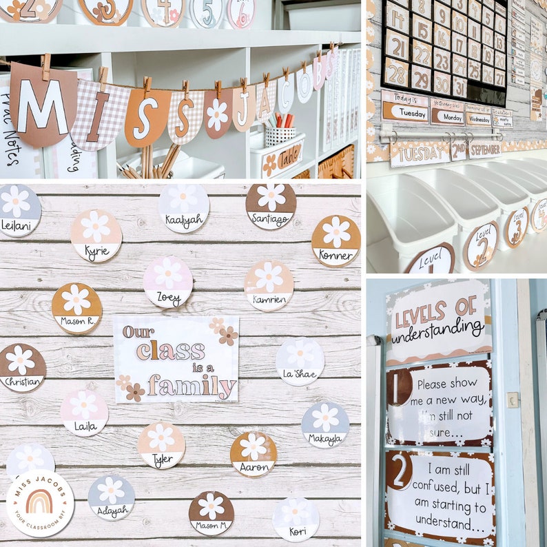 Daisy Gingham Classroom Decor Bundle | Editable - Etsy