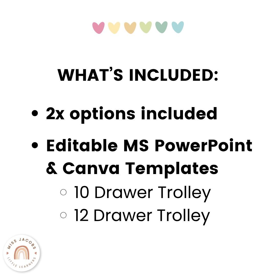 Teacher Trolley Labels | 10 Drawer Cart Labels | SPOTTY PASTELS ...