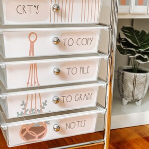 BOHO VIBES 10 Drawer Rolling Cart Labels | Editable | Desert Neutral ...