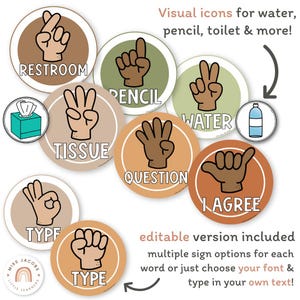 Woodland Hand Signals Posters, Neutral Printable Hand Signs, Classroom ...