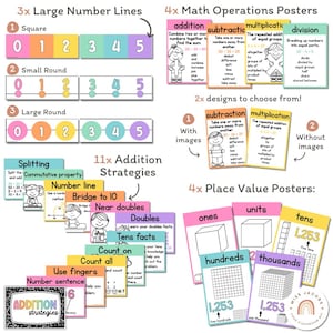 CUTESY Math Posters Bundle Set of 18 Numeracy Educational Posters ...
