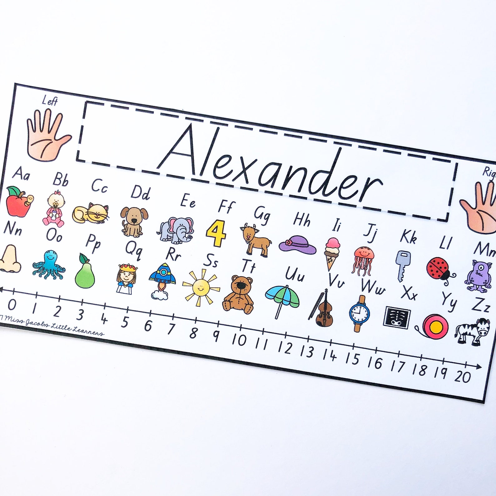 Alphabet Desk Strips With Number Line | Editable Student Name Tags - Etsy