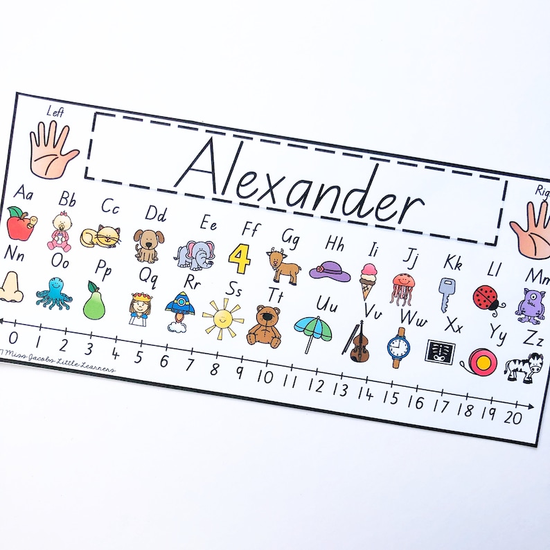 Alphabet Desk Strips With Number Line Editable Student Name - Etsy