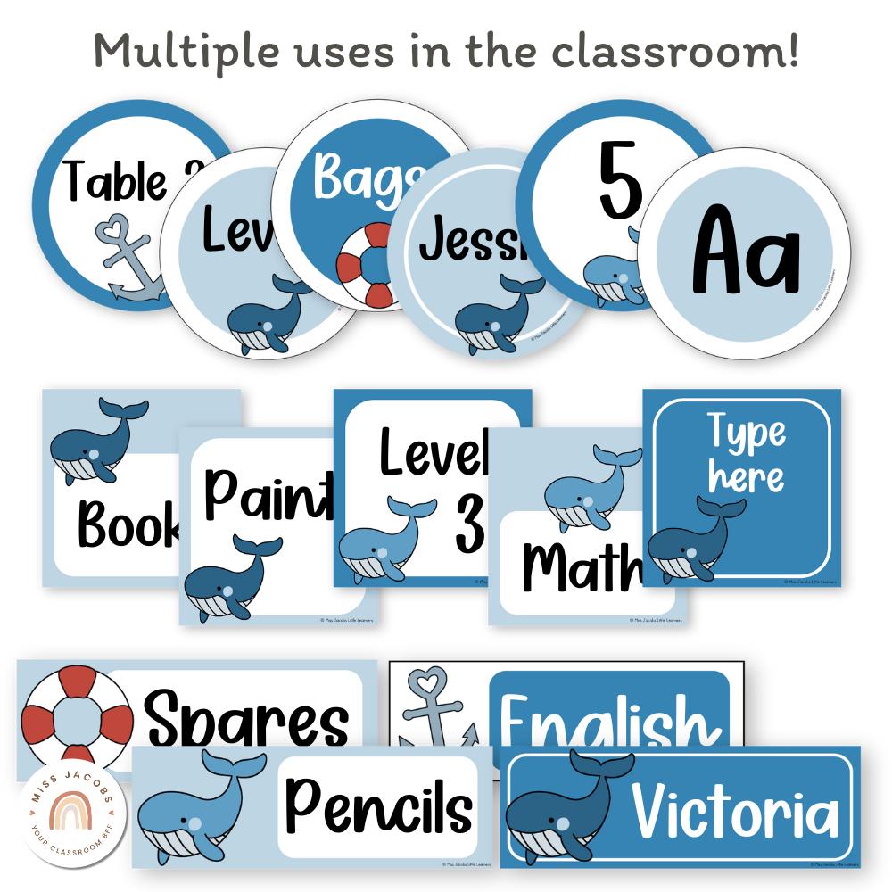 Editable Whale Theme Classroom Decor Pack, Coastal Calm Teacher ...