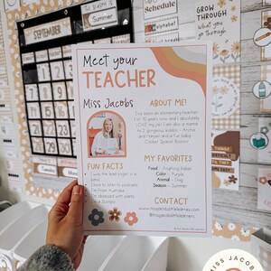Meet the Teacher Templates Daisy Gingham Neutrals Classroom Decor - Etsy