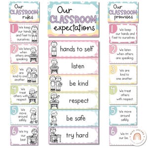 Classroom Rules Posters for Classroom Management | Daisy Gingham Pastel ...