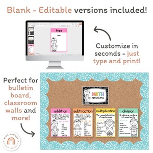 Cutesy Math Operations Posters, Colorful Math Operations Key Word ...