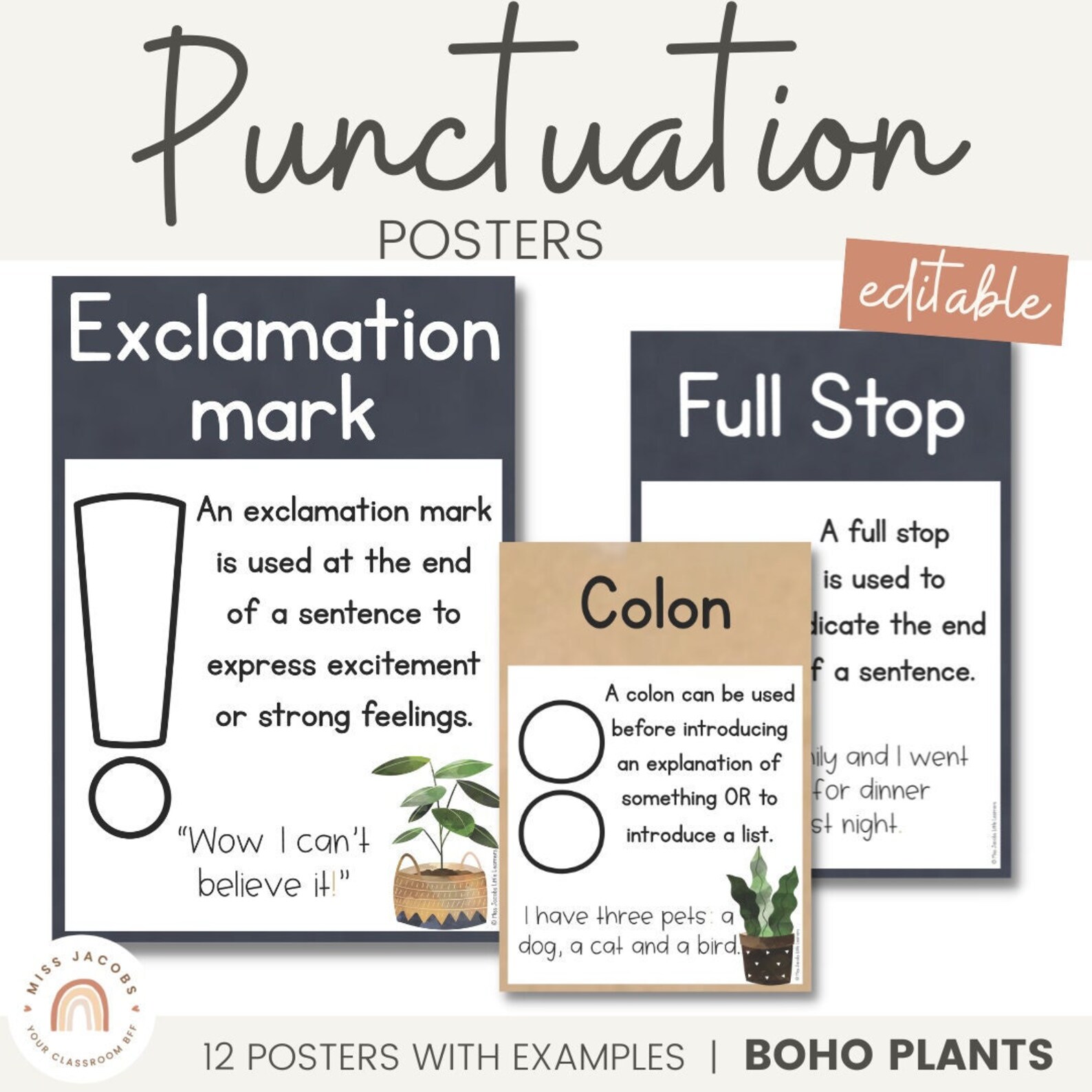 Punctuation Posters | Rustic BOHO PLANTS Decor - Etsy