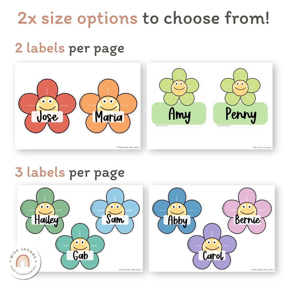 Spring Flower Door Display, Editable Welcome Signs, Name Labels, Name ...