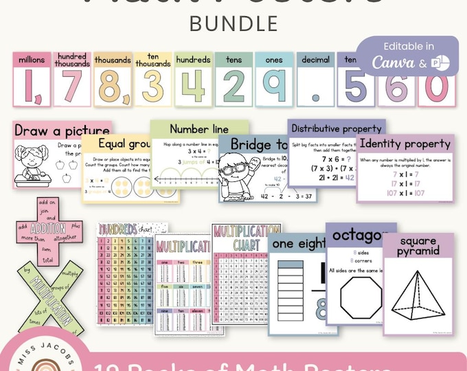 18 MATHS CLASSROOM POSTERS | Math Teacher Class Classroom Decor ...