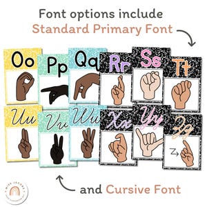 Cutesy ASL Alphabet Posters, Printable American Sign Language Classroom ...