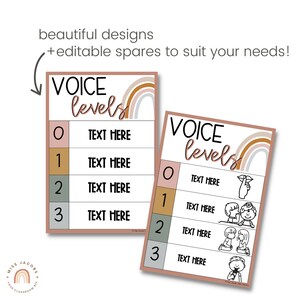 Boho Rainbow Voice Noise Level Display EDITABLE Classroom - Etsy