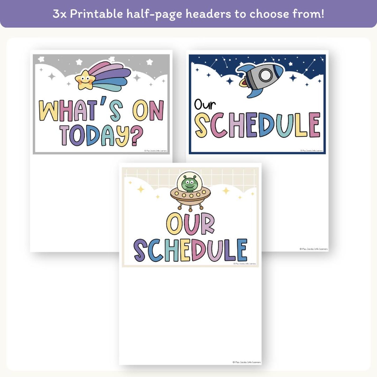 Visual Timetable Daily Schedule: Dreamy Space Theme Pastel Cards and ...