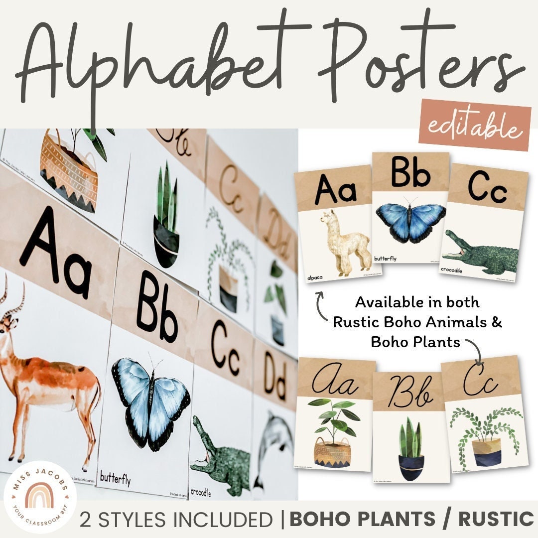 Modern Boho Plants Alphabet Posters Rustic Boho Classroom - Etsy