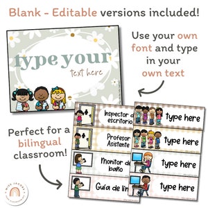 Class Jobs Display | Daisy Gingham Neutral Classroom Decor | Editable ...