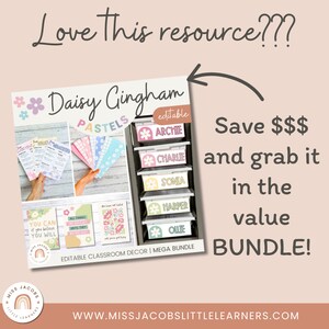 ASL american Sign Language Alphabet Posters Daisy Gingham Pastels ...