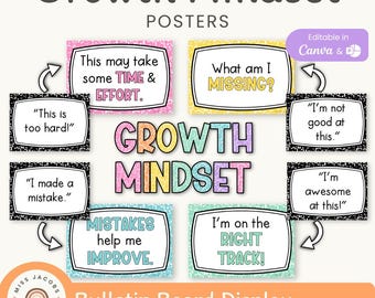 Cutesy Growth Mindset Posters, Printable Positive Self-talk for Kids ...