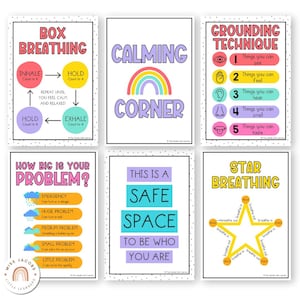 Bright Calm Down Corner Posters, Breathing Exercises Calm Down Kit, SEL ...
