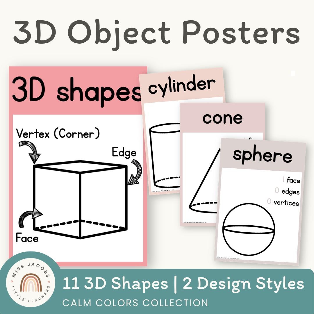CALM COLORS 3D Shape Posters | Modern Rainbow Classroom Decor - Etsy