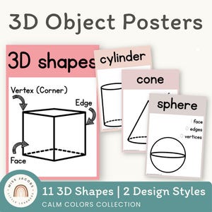 CALM COLORS 3D Shape Posters | Modern Rainbow Classroom Decor - Etsy