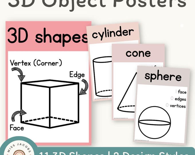 CALM COLORS 3D Shape Posters | Modern Rainbow Classroom Decor - Etsy Canada