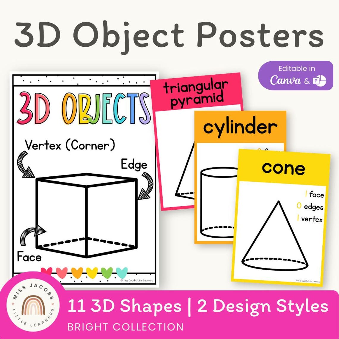 3D Objects / 3D Shapes Posters | RAINBOW BRIGHTS Classroom Decor - Etsy