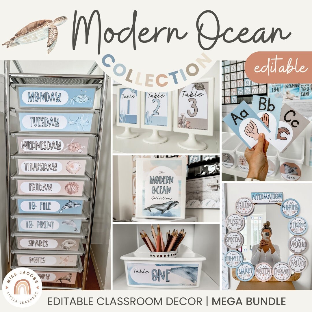 Modern Ocean Classroom Decor Bundle - Etsy