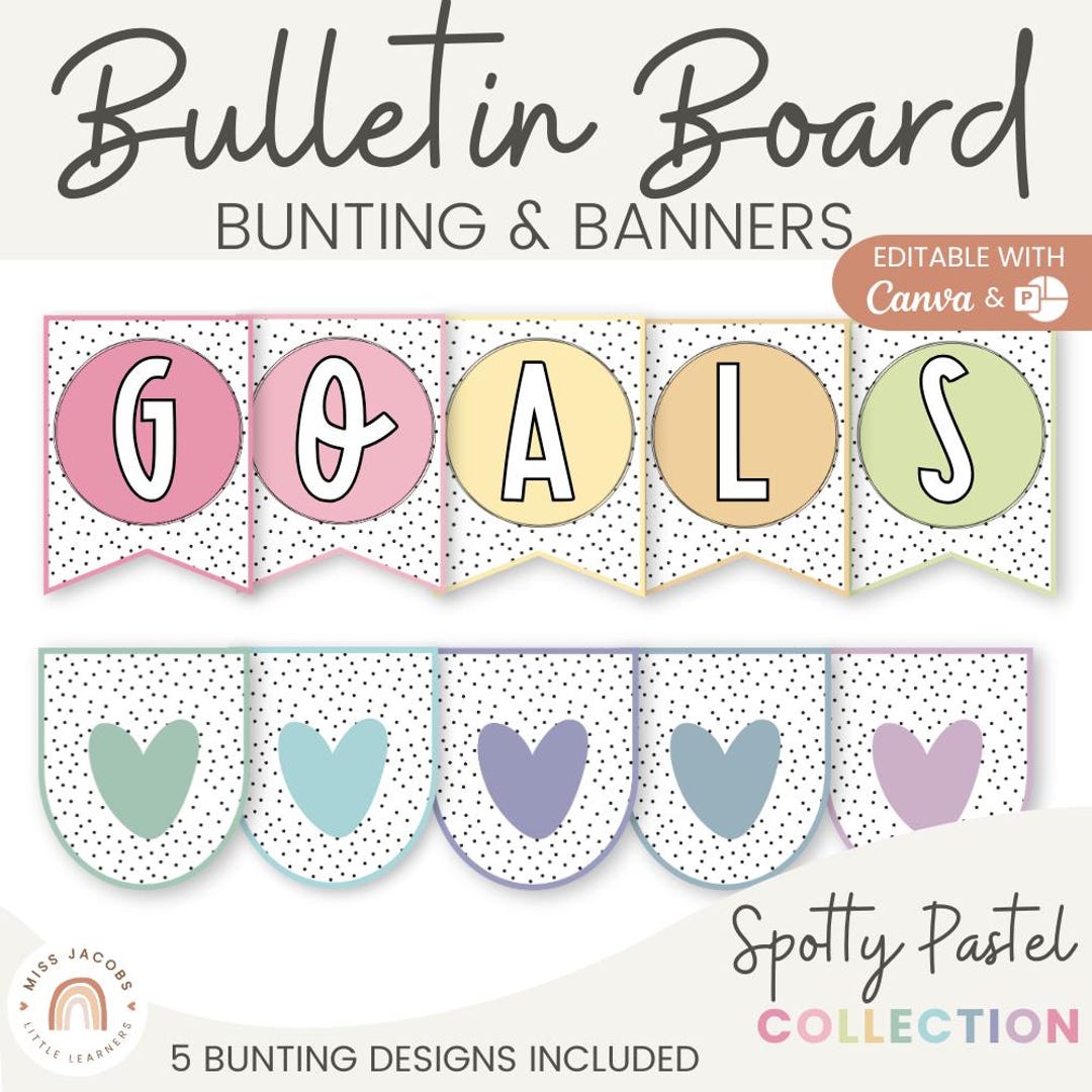 Bulletin Board Bunting | SPOTTY PASTELS Classroom Decor | Editable - Etsy