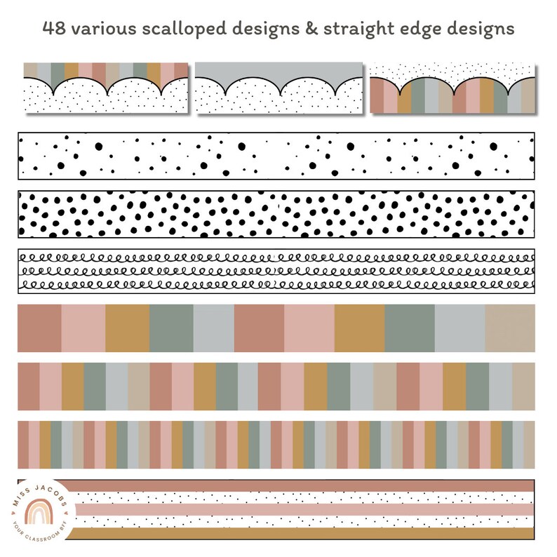 Bulletin Board Borders | Spotty Boho Calm Classroom Decor | Printable ...