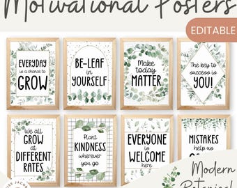 Botanical Motivational Posters for Classroom, Inspirational Quote ...