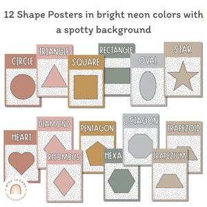 Shape Posters | Spotty Boho Calm Classroom Decor | Neutral Rainbow ...