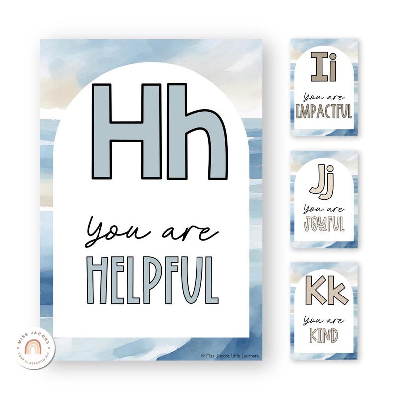 Modern Ocean Affirmation Alphabet Posters, Ocean-theme Prek Elementary ...
