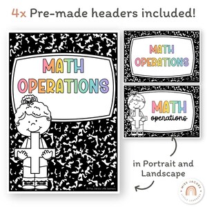 Cutesy Math Operations Posters, Colorful Math Operations Key Word ...