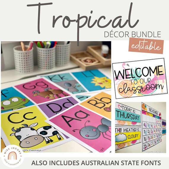 TROPICAL Classroom Decor Bundle Editable - Etsy